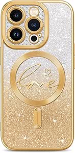 Amazon.com: Hython for iPhone 13 Pro Max Case Glitter, Clear Magnetic Phone Cases with Luxury ...