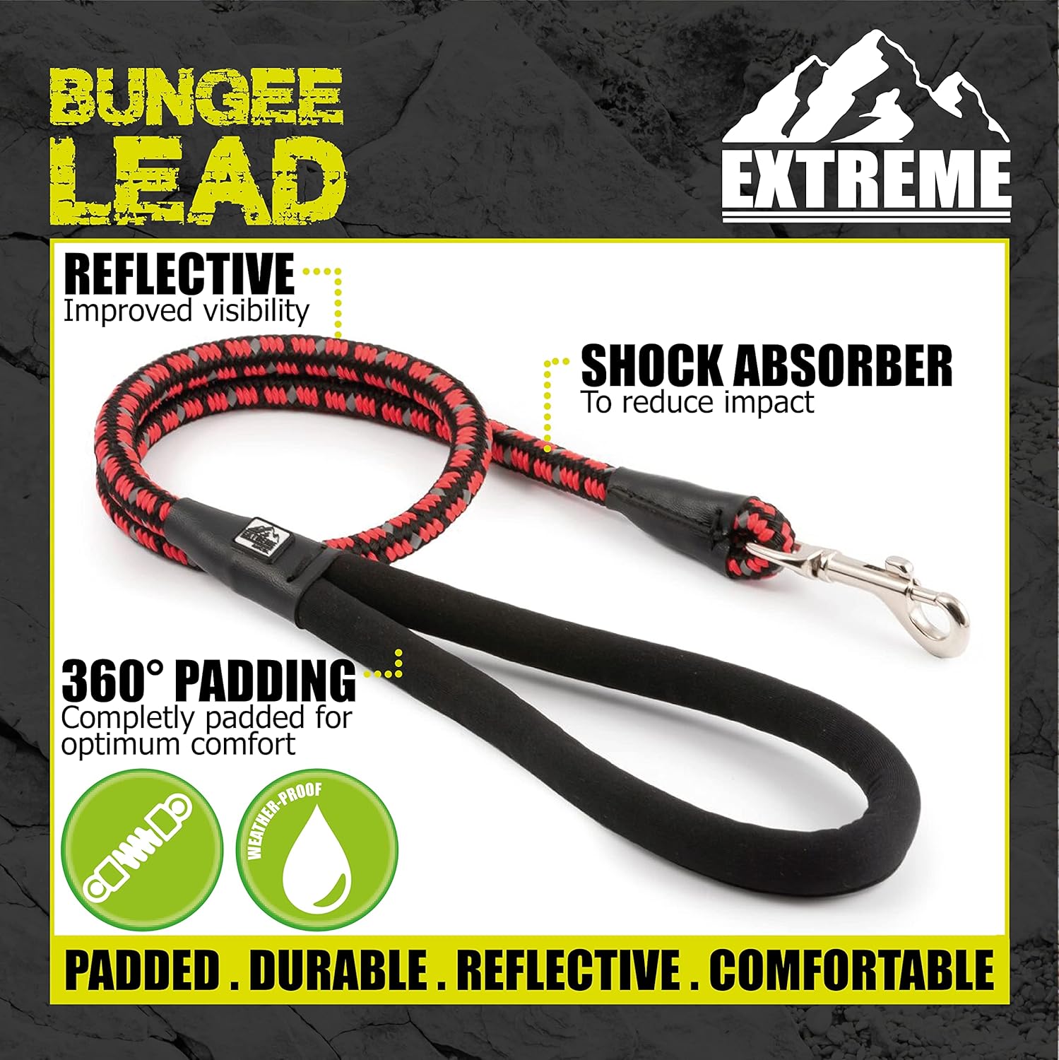 Extreme Shock Absorb Rope Lead Black/Red 100cm – BigaMart