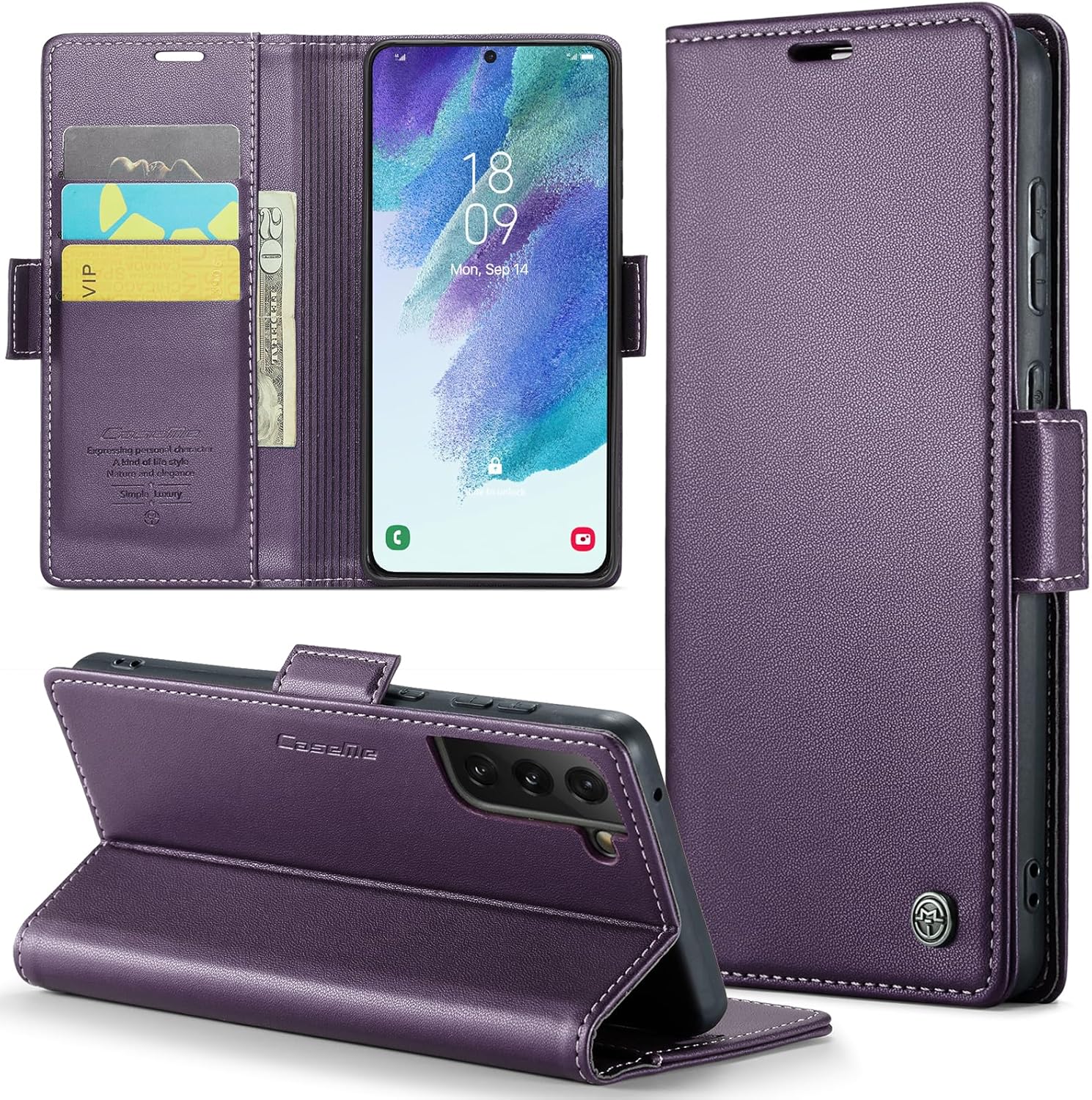 Amazon.com: Samsung Galaxy S21 FE 5G Wallet Case with [RFID Blocking] Card Holder Magnetic ...