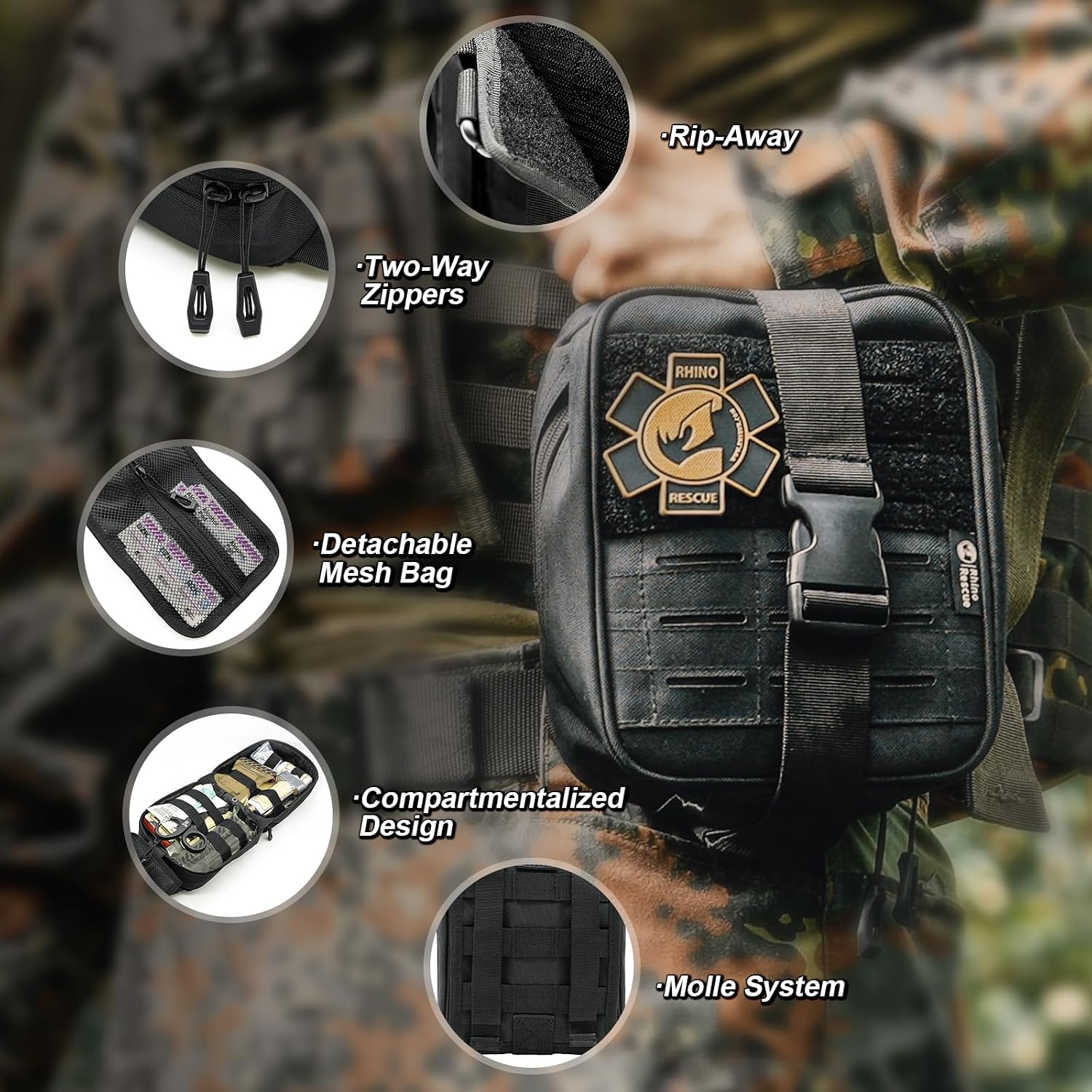 Kit de Trauma RHINO RESCUE IFAK com Torniquete C-A-T para Cuidados com ...