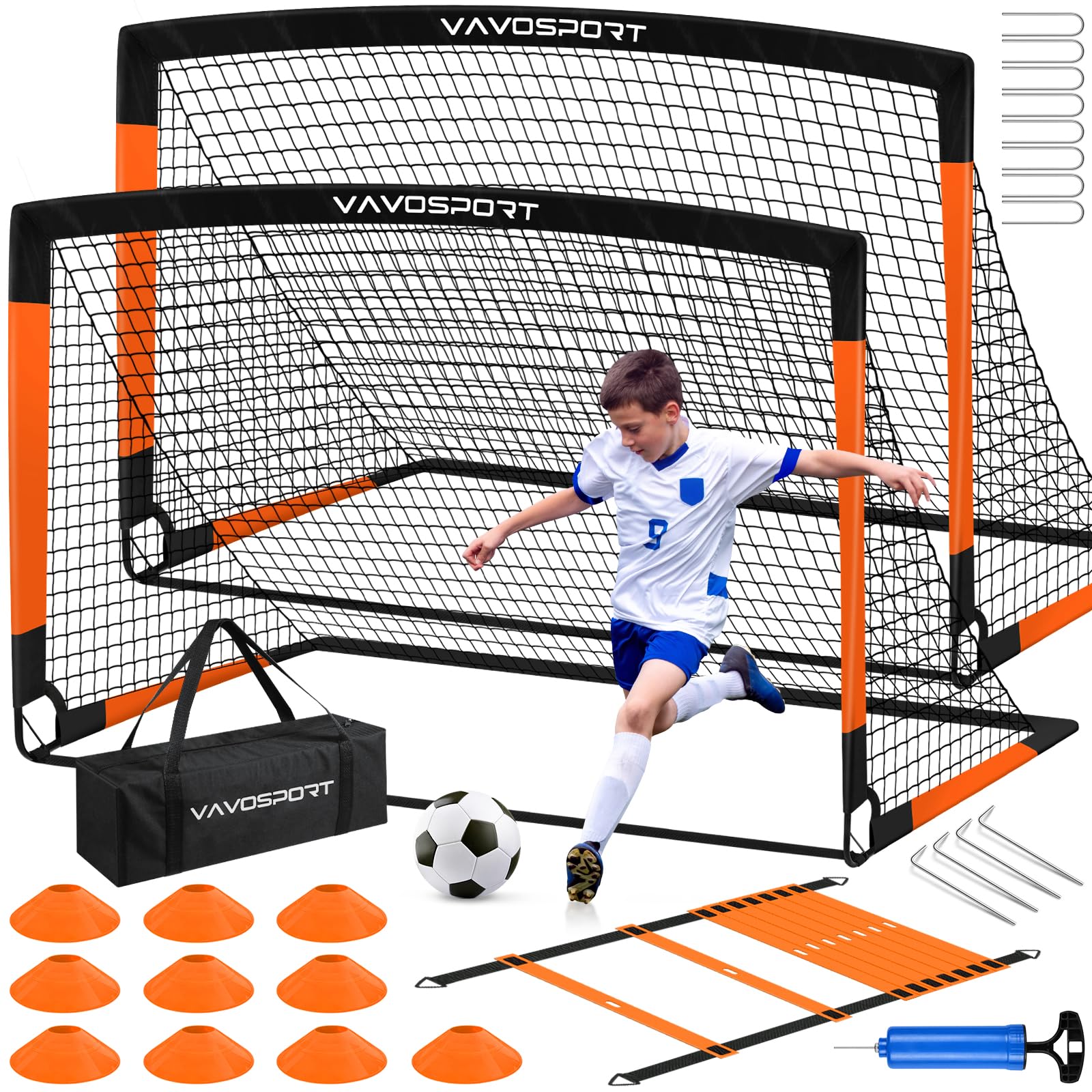 Amazon.com : Kids Soccer Goals for Backyard Set, 2 of 6x4 ft Portable ...
