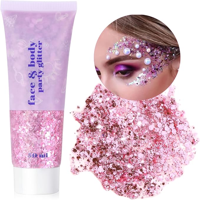 URAQT Body Glitter Gel, 50ml Holographic Mermaid Sequins Chunky ...