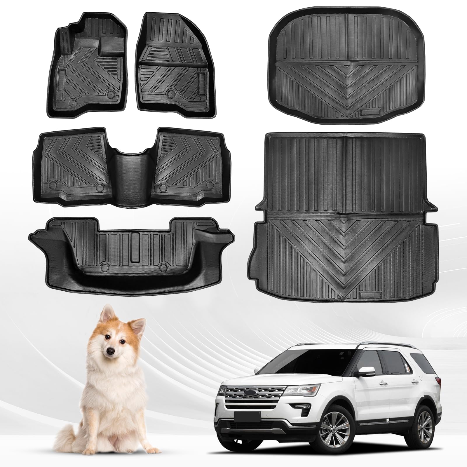 Amazon.com: Antsvnn Floor Mats 3 Row & Cargo Liner for 2019-2014 Ford ...