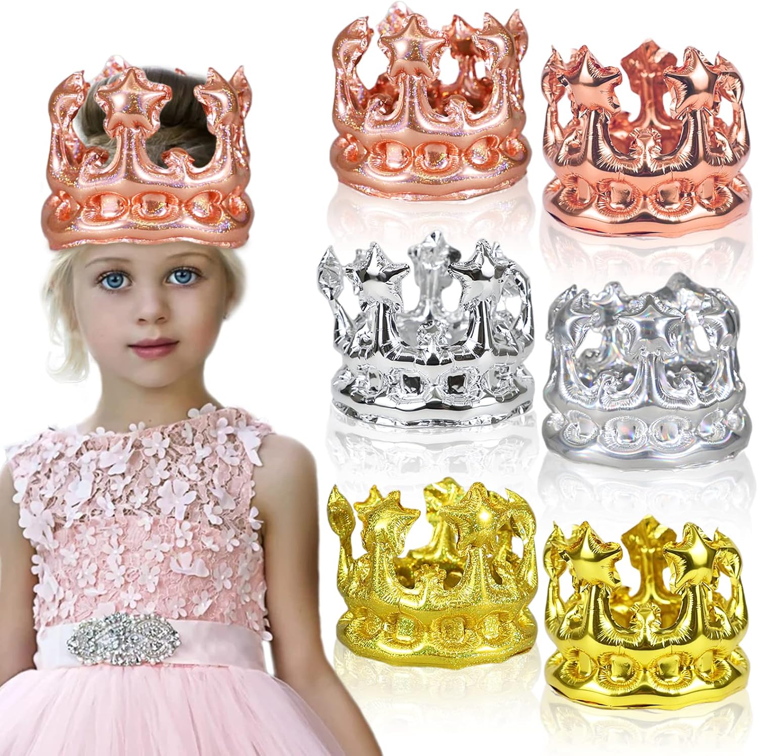 Amazon.com: 4D Crown Balloons 6 Pcs Adjustable Crown Foil Balloon for ...