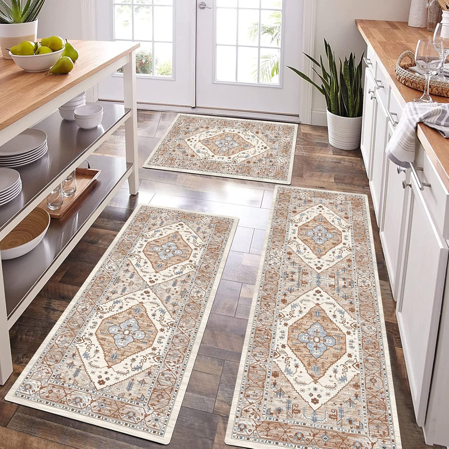 Amazon.com: Pauwer Boho Kitchen Rugs Sets of 3 Farmhouse Kitchen Runner ...
