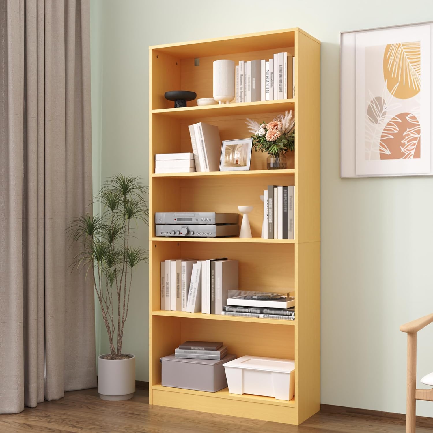 Amazon.com: holzart 71" Tall Book Shelf, 5 Tier Large Bookshelf ...