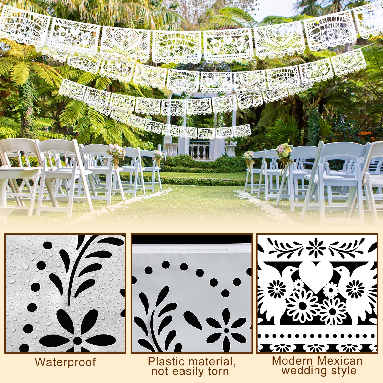 Snapklik.com : 6 Pack White Papel Picado Mexican Wedding Cielito Lindo ...