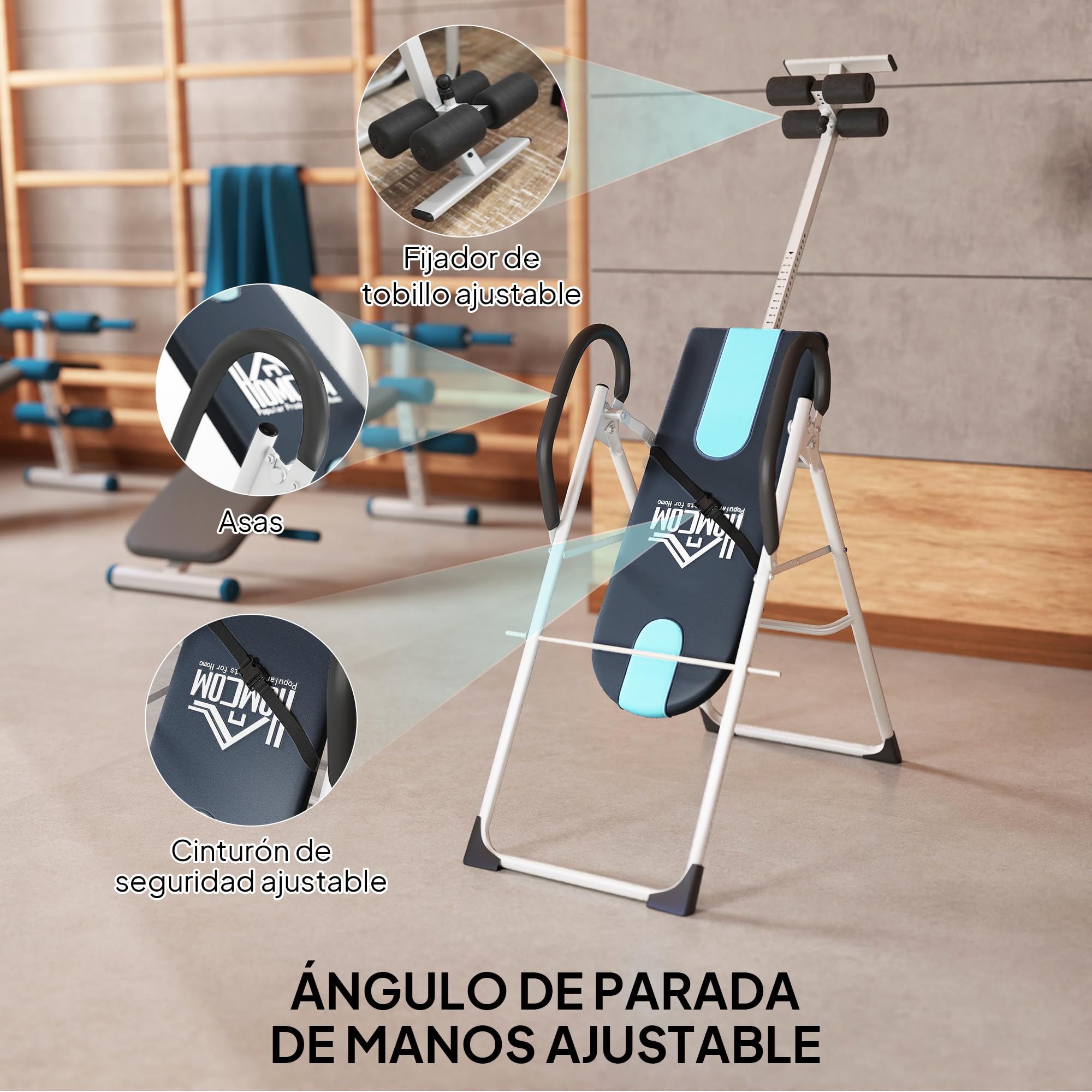 HOMCOM Tabla de Inversión Gravitacional Plegable con Altura Ajustable...