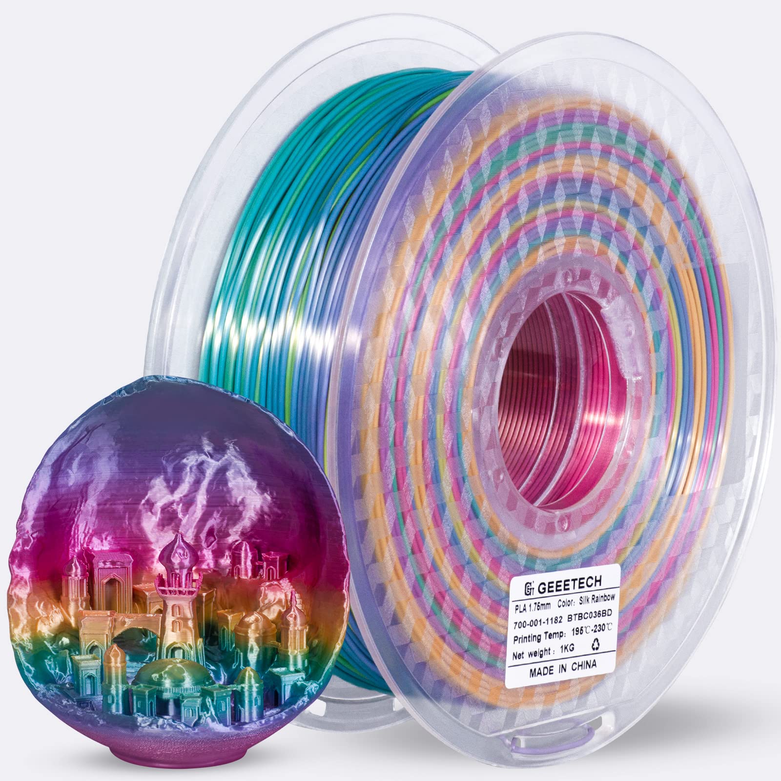 GEEETECH Rainbow Filament Multicolor Silk PLA Filament 1.75mm Shiny ...