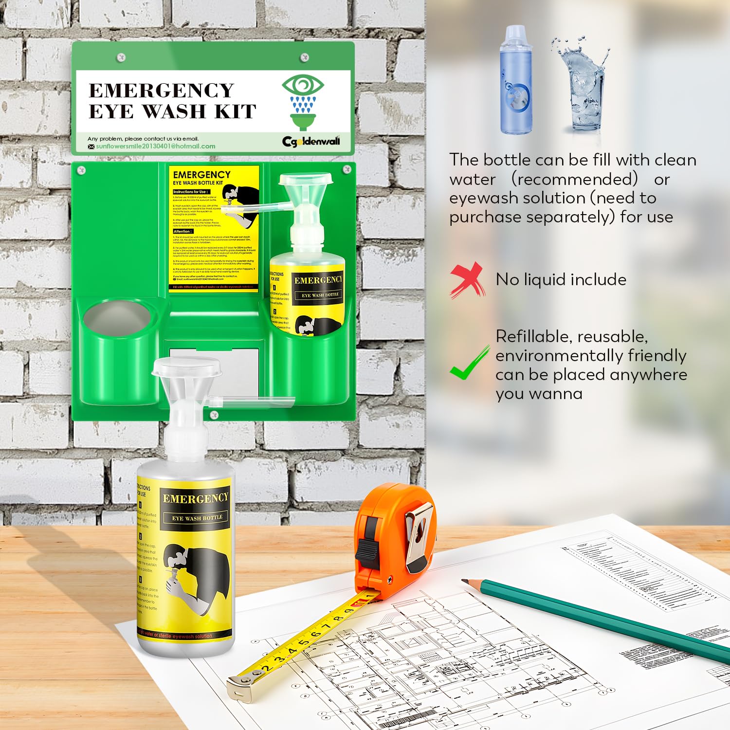 Snapklik.com : CGOLDENWALL Portable Eye Wash Station Wall Mounted ...