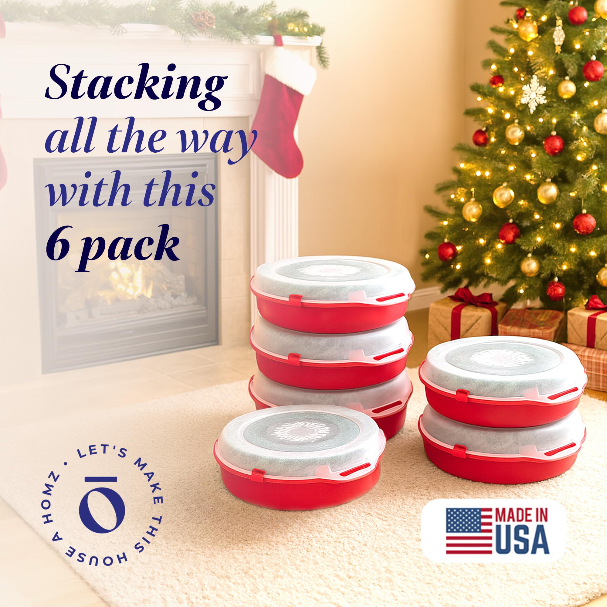 Snapklik.com : HOMZ 6-Pack Seasonal Holiday, Decorative Wreath Storage ...