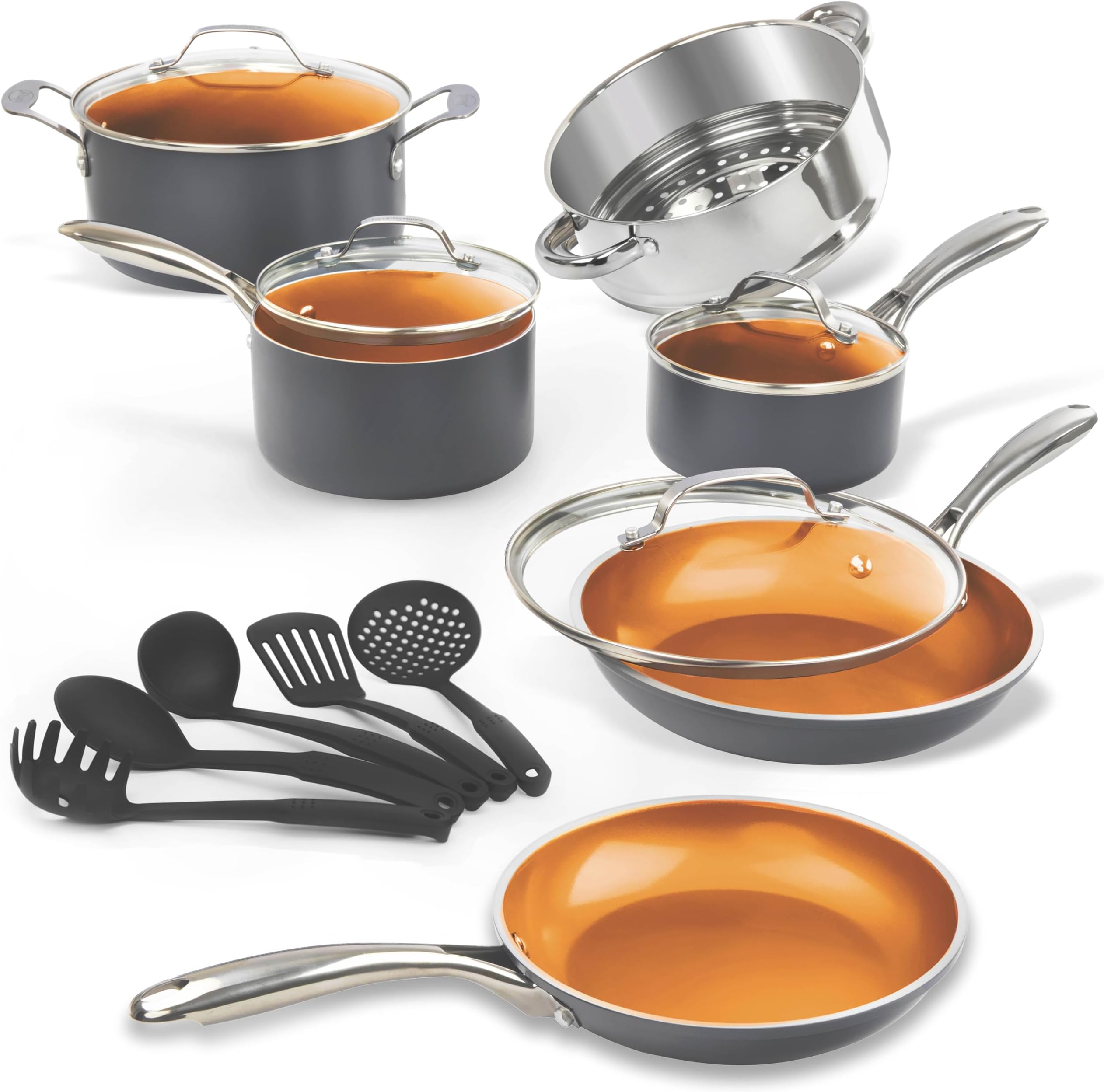 Amazon.com: Gotham Steel 20 Pc Ceramic Pots and Pans Set Non Stick ...