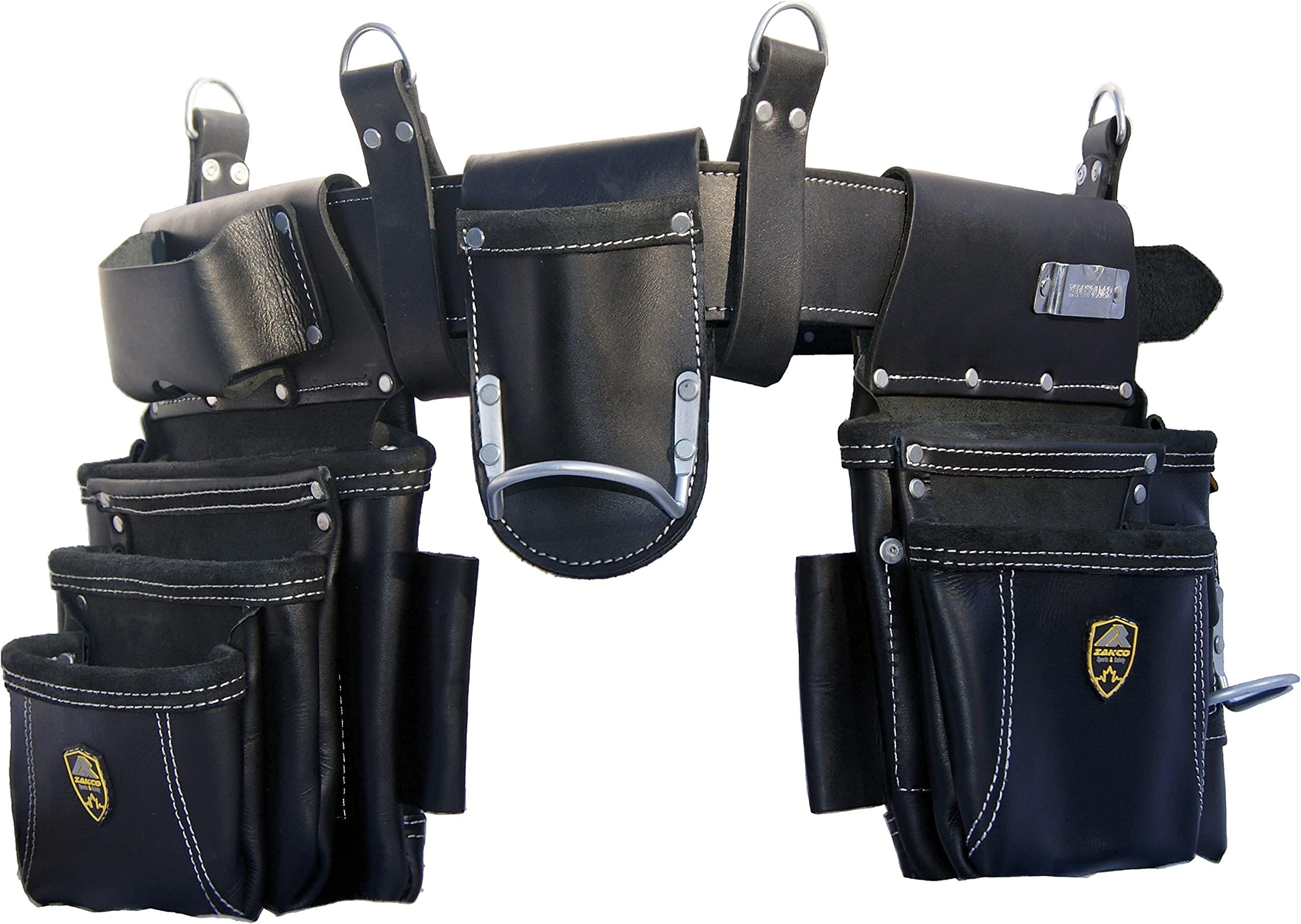 ZAKCO PRO-19 Genuine Full Grain Black Leather Heavy Duty Multi Pockets ...