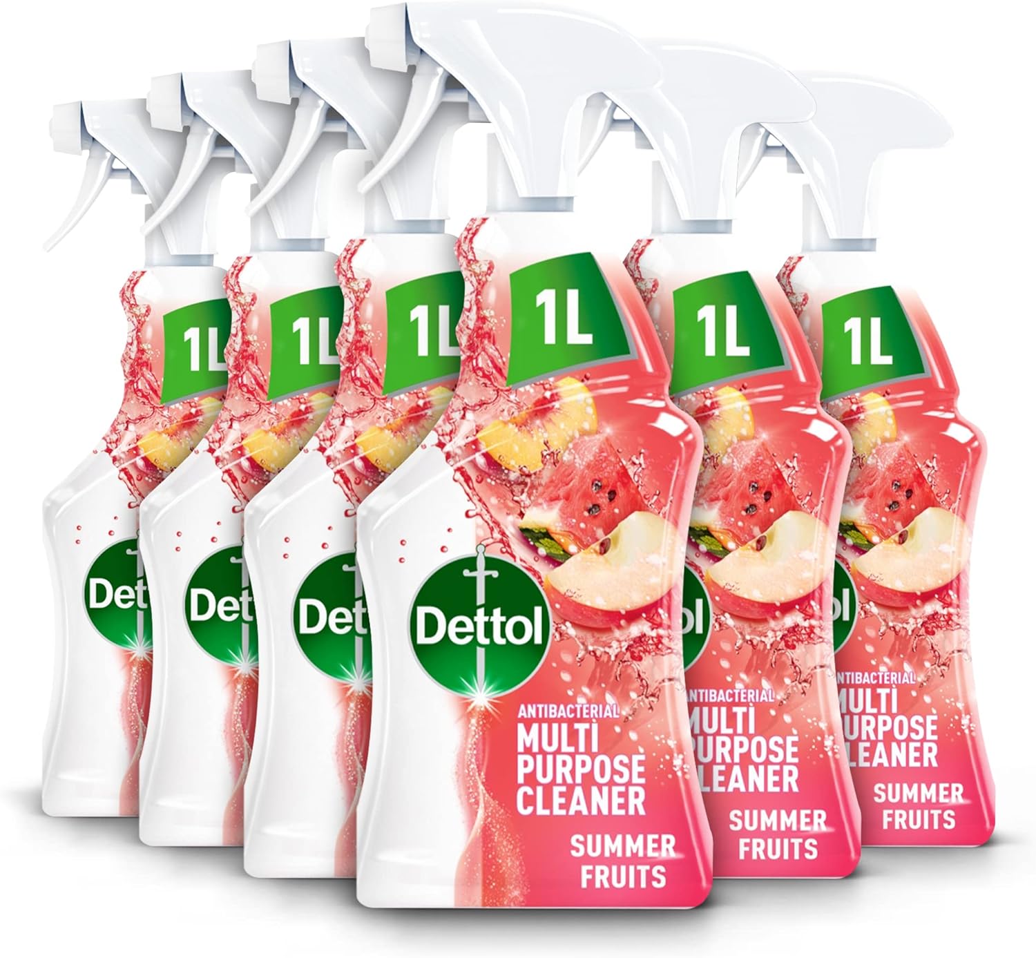 Dettol Antibacterial Cleaning Spray, Summer Fruits Scent, 6-Pack of 1L ...