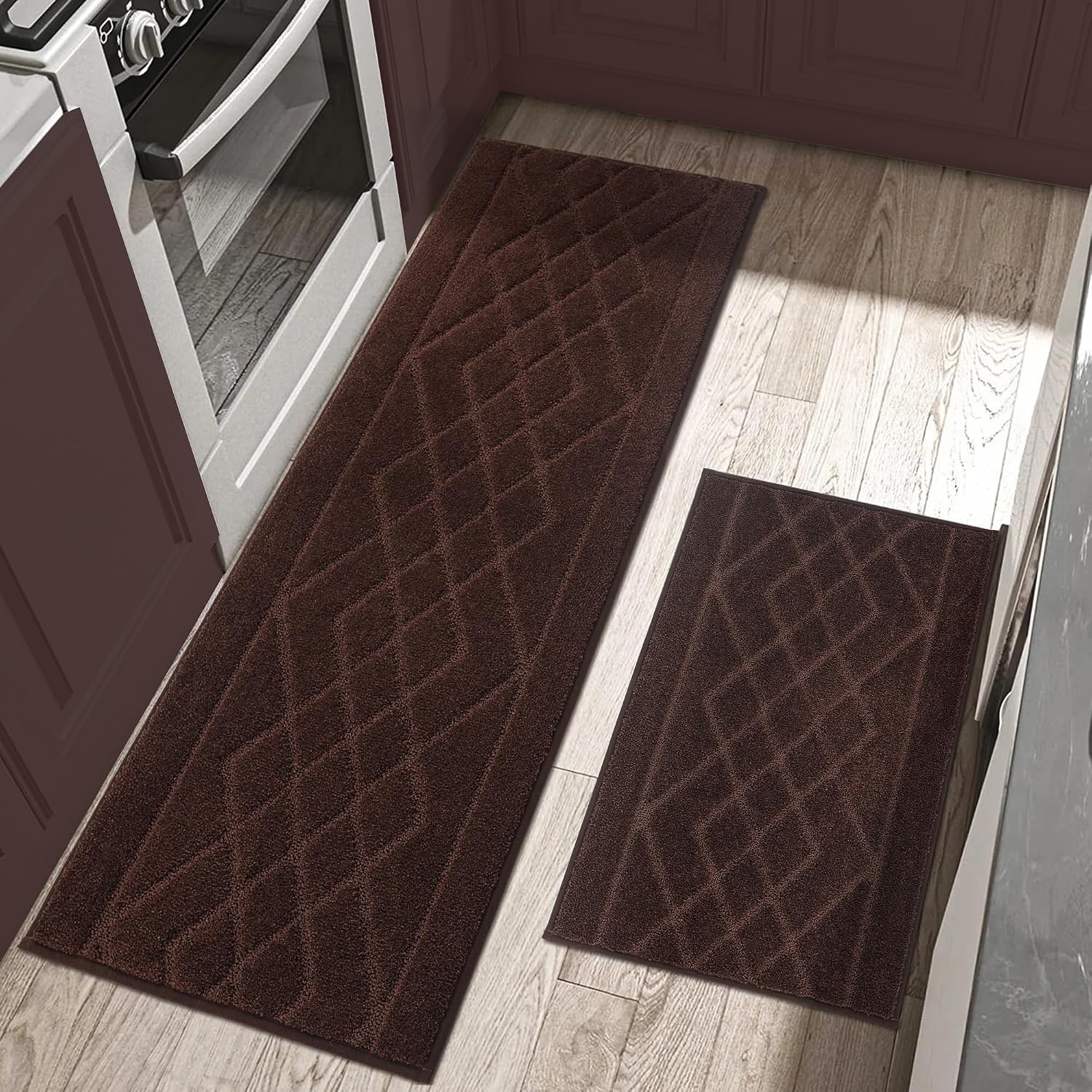 BEQHAUSE Kitchen-Rugs-Sets of 2 Non Slip Machine Washable Kitchen Mats ...