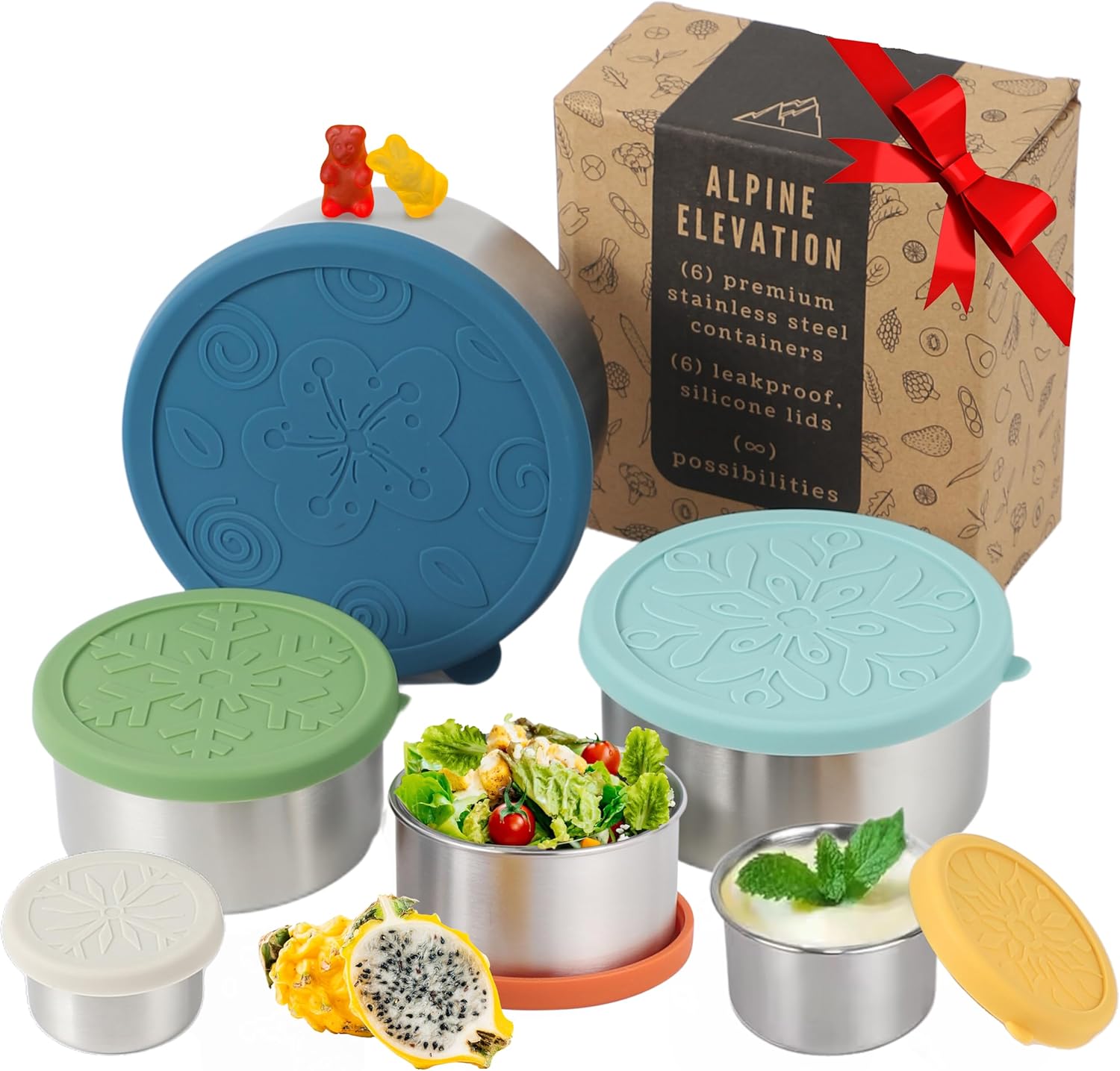 Amazon.com: Alpine Elevation 12 Pcs - 6 Stainless Steel Containers + 6 ...