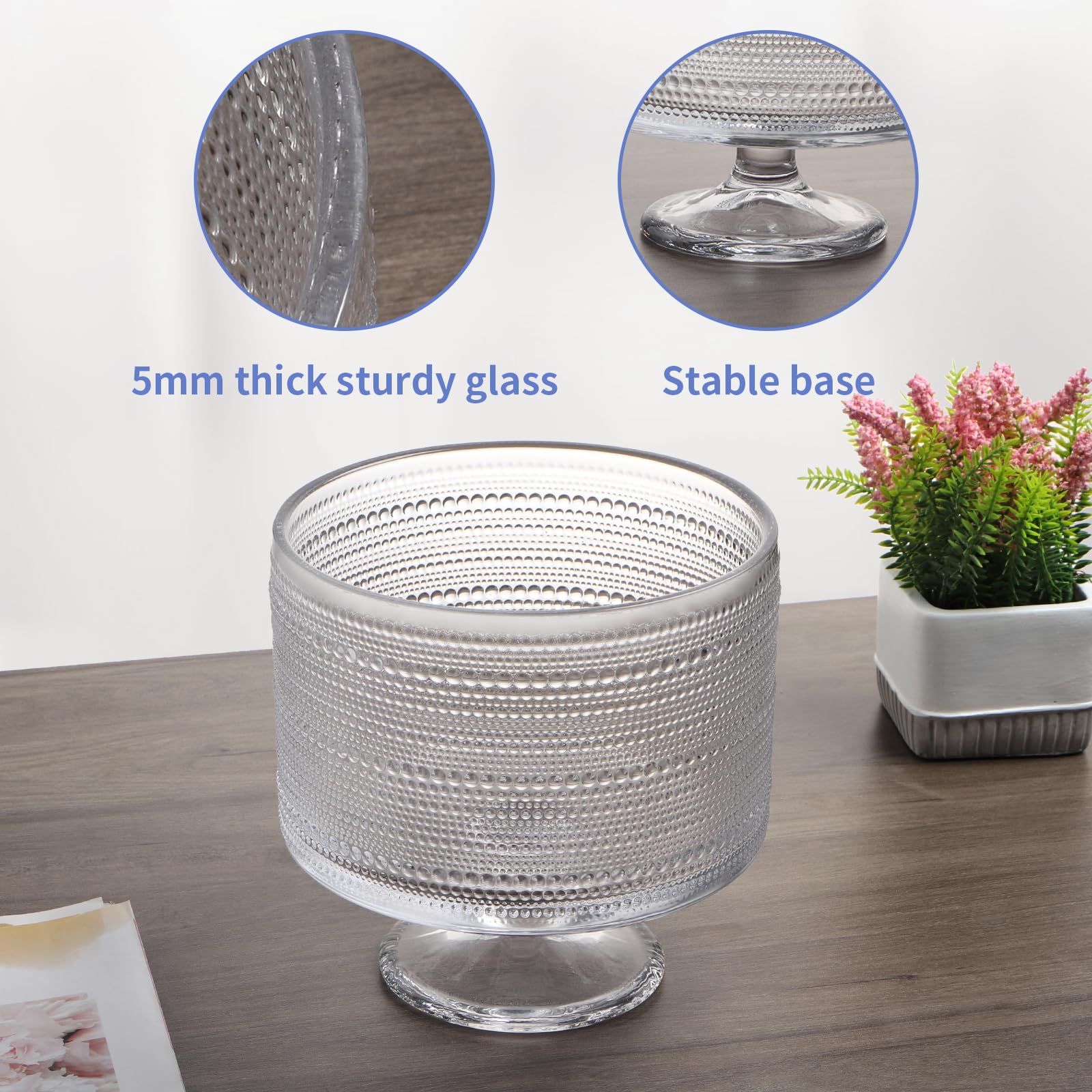 Truffle Bowl MOLIGOU Glass Trifle Bowl, 110 Oz Trifle Bowl With ...