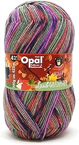 Opal Laubgeflüster (425m) 4-Ply Yarn - Wool-Blend, for Knitting Warm Socks with a Unique Colour ...