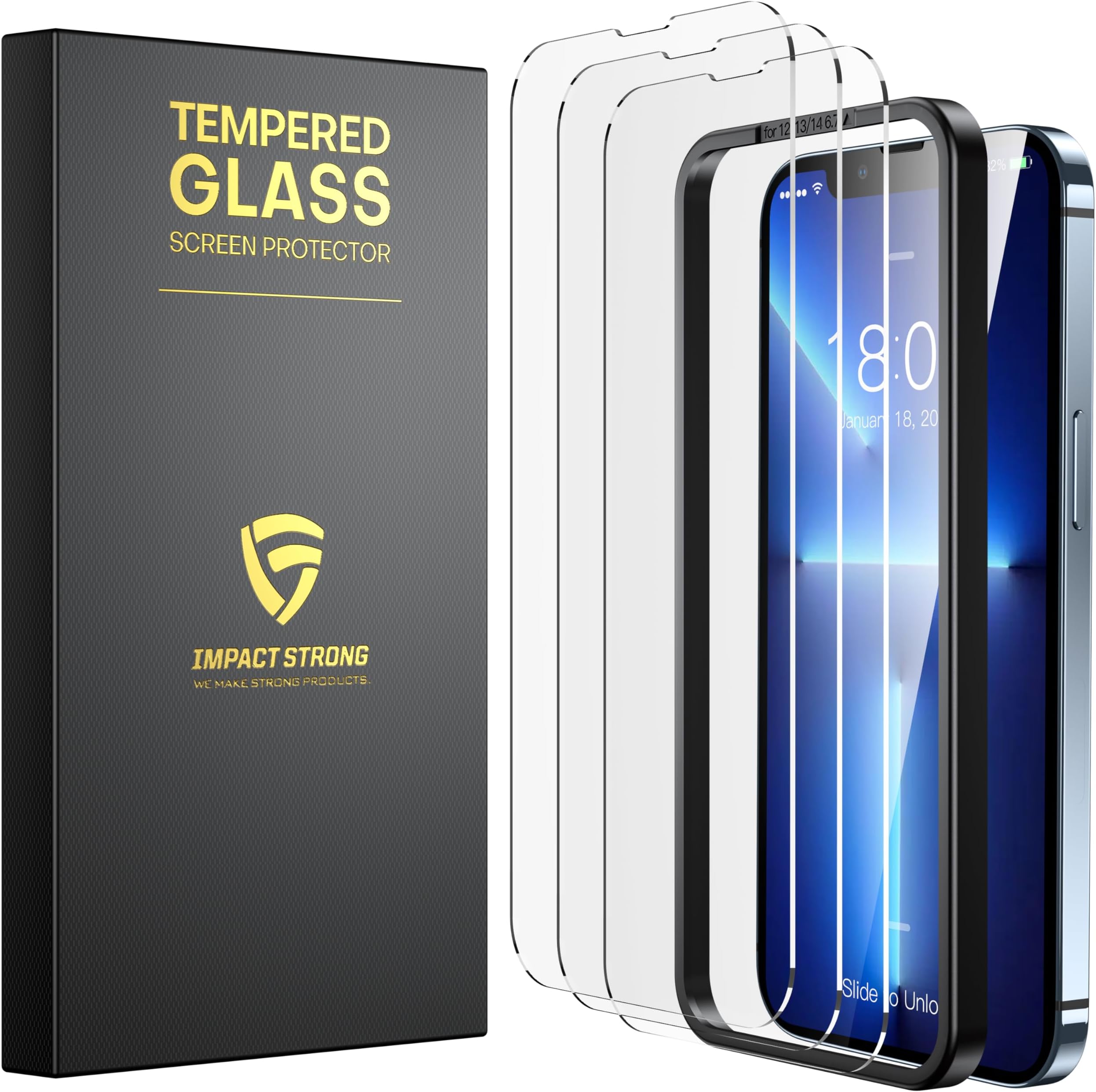 Amazon.com: ImpactStrong Privacy Glass Screen Protector for iPhone 14 ...