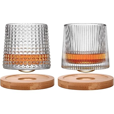 Amazon.com | JEKMOS Rotatable Whiskey Glasses Set of 2 Old Fashioned ...
