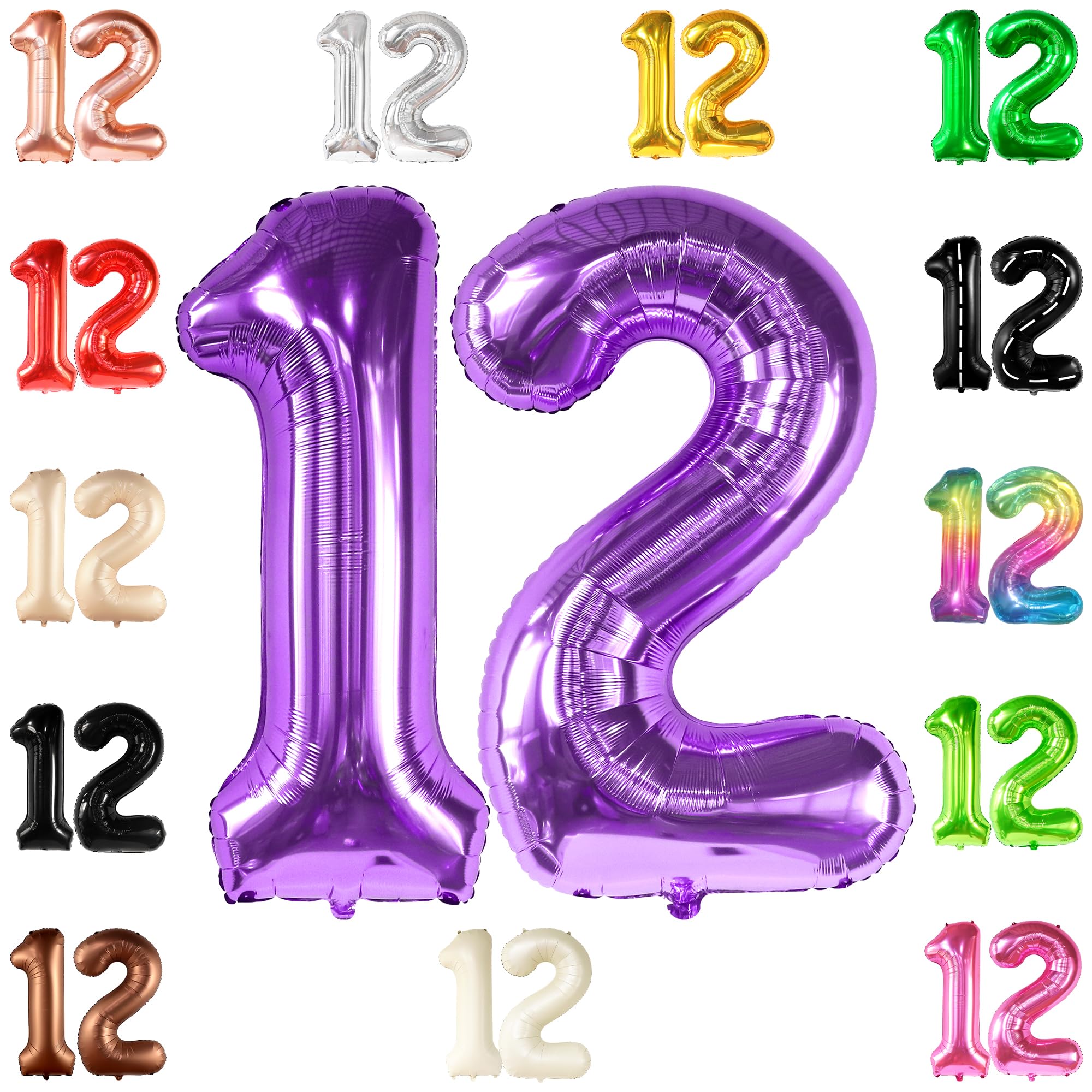 Amazon.com: KatchOn, Huge Purple 12 Balloon Number - 40 Inch | Purple ...