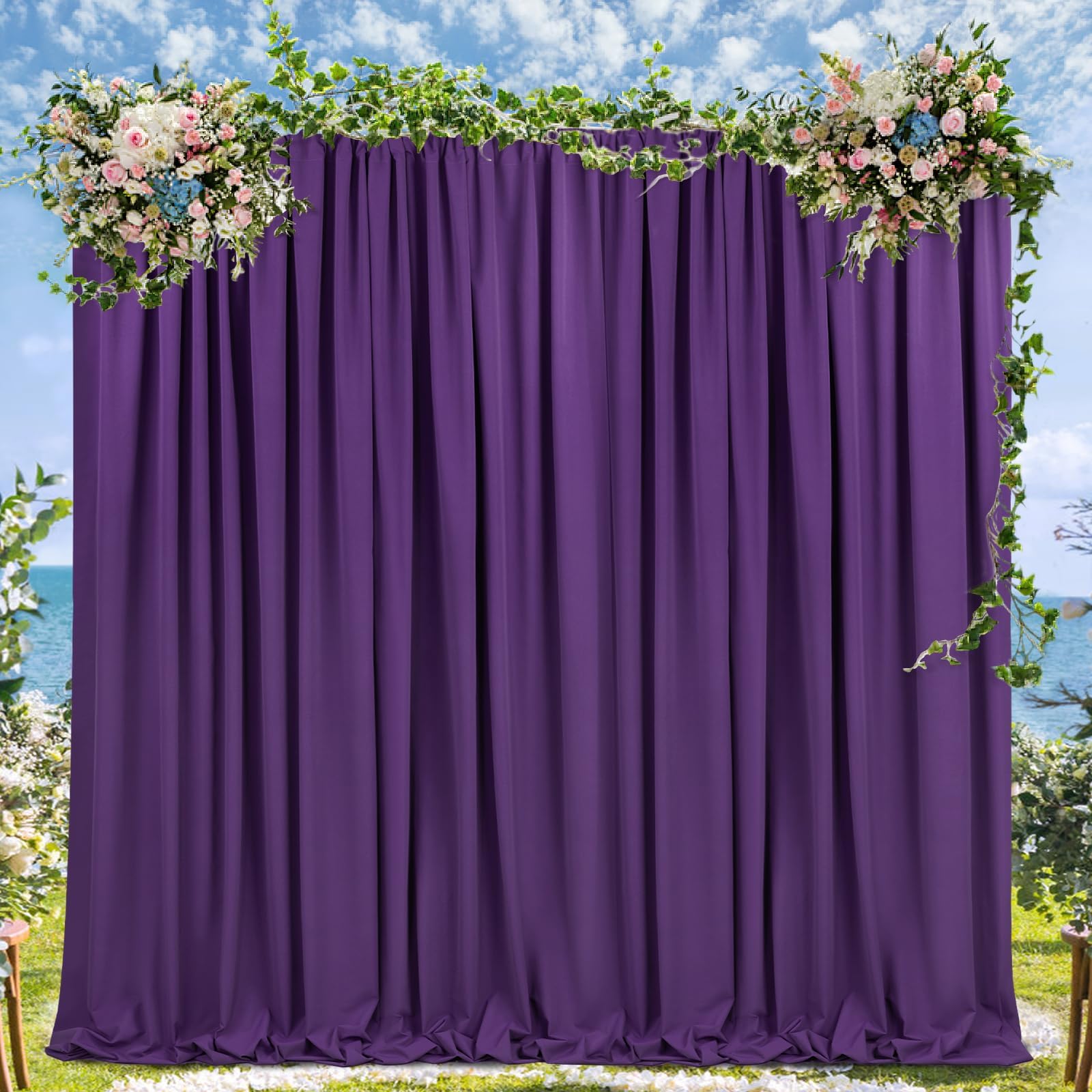 Amazon.com : Purple Backdrop Curtains 2 Panels 5ft x 10ft Polyester ...