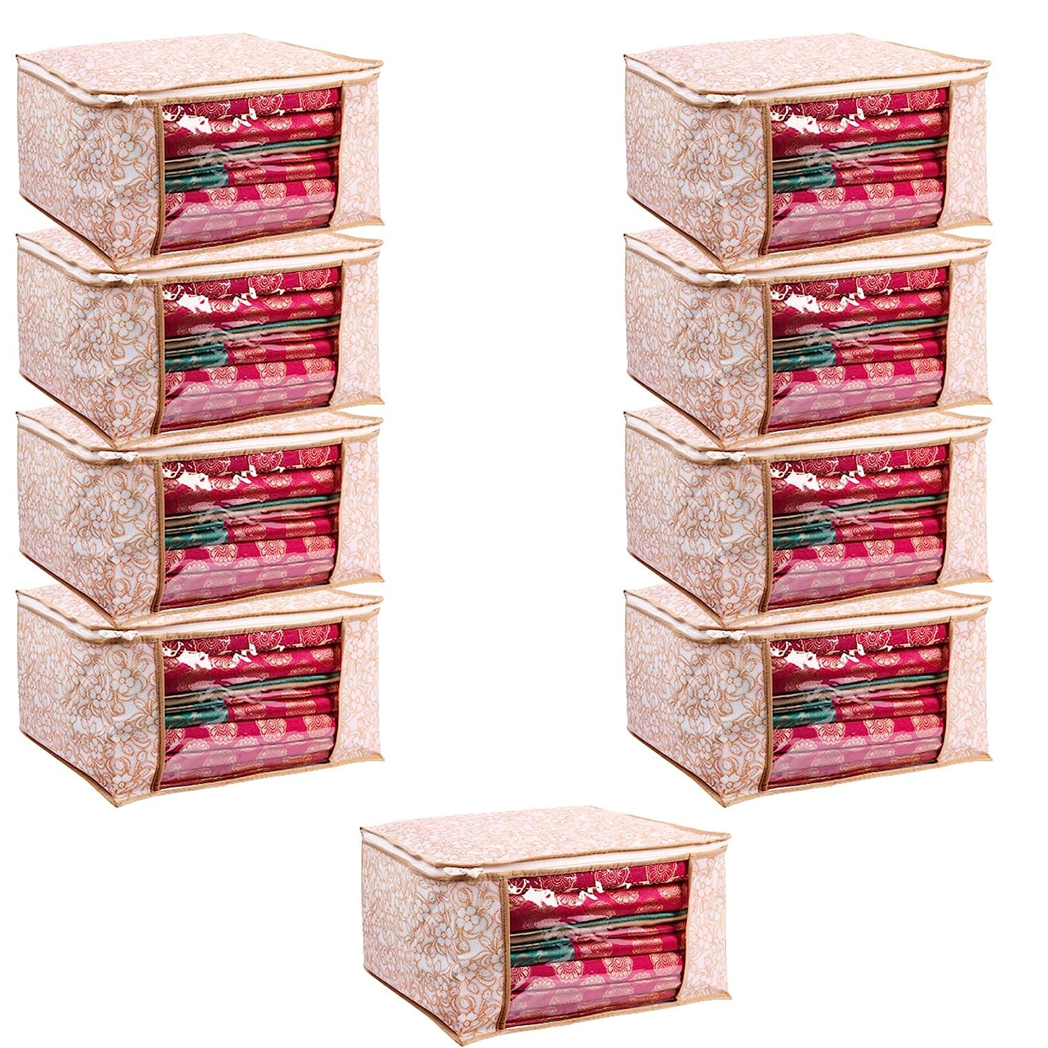 Stysol Saree Cover Set of 9 Non Woven Fabric Clothes Organiser for ...