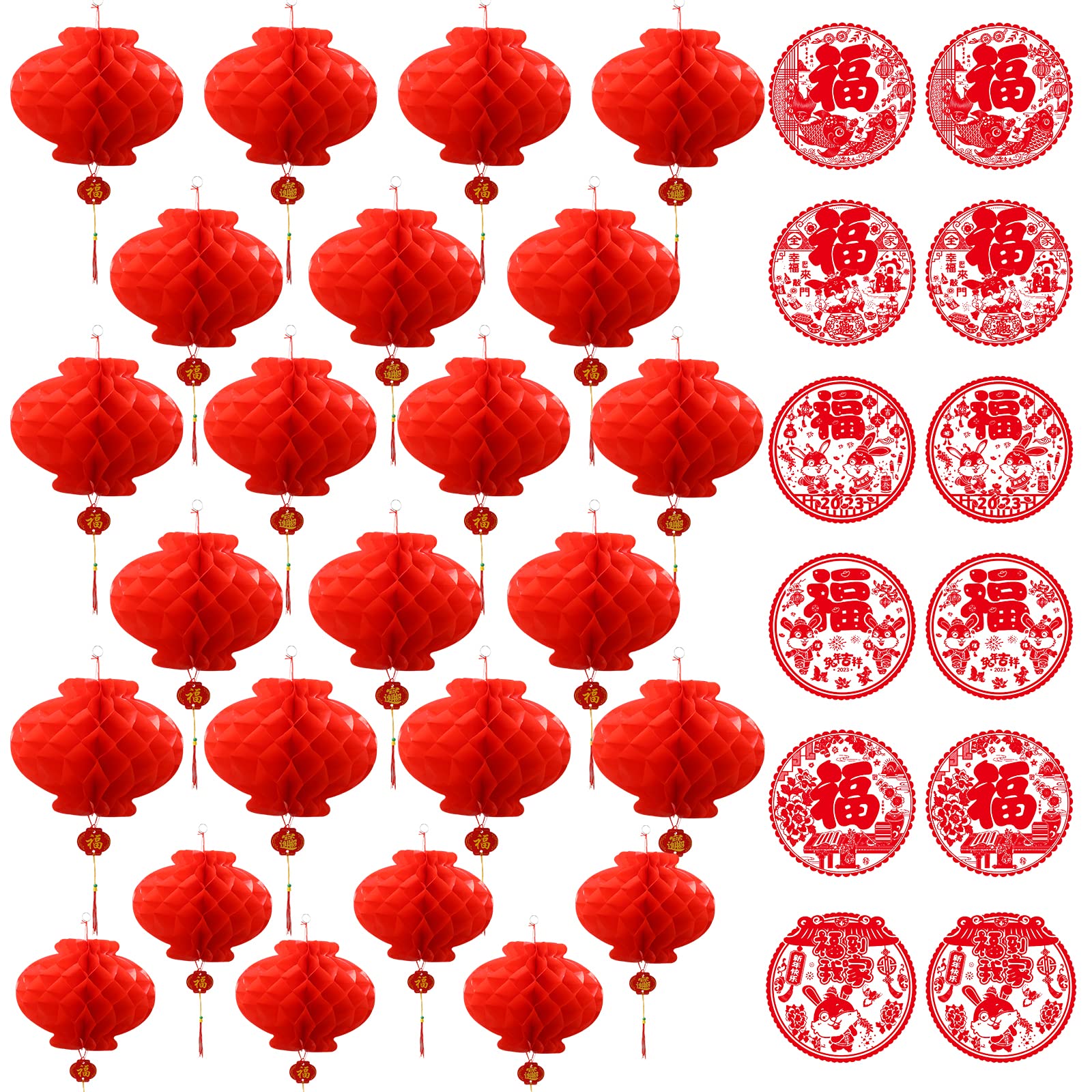 Amazon.com: 38 Pieces Chinese Red Lanterns Set, 26Pcs 6/10 Inch Chinese ...