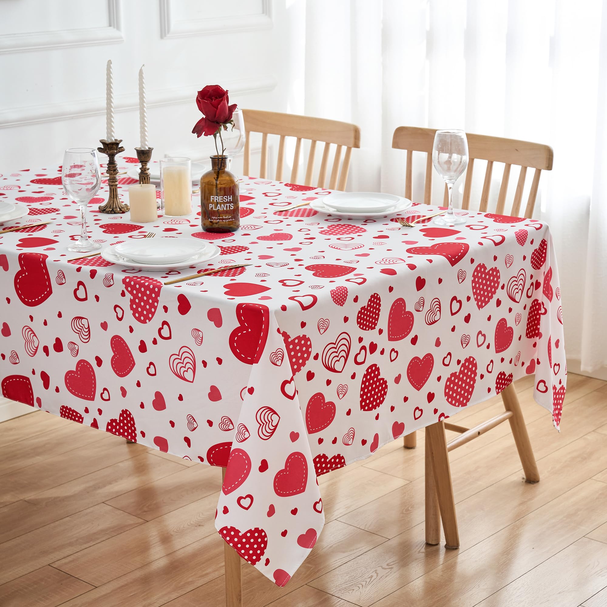 Amazon.com: VEDECHIC Valentine Day Tablecloth 52 x 70 Inch Red Love ...