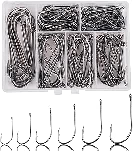 Amazon.com : Baitholder Fishing Hooks Kits High Carbon Steel Saltwater Barbed Offset Jig Hook ...