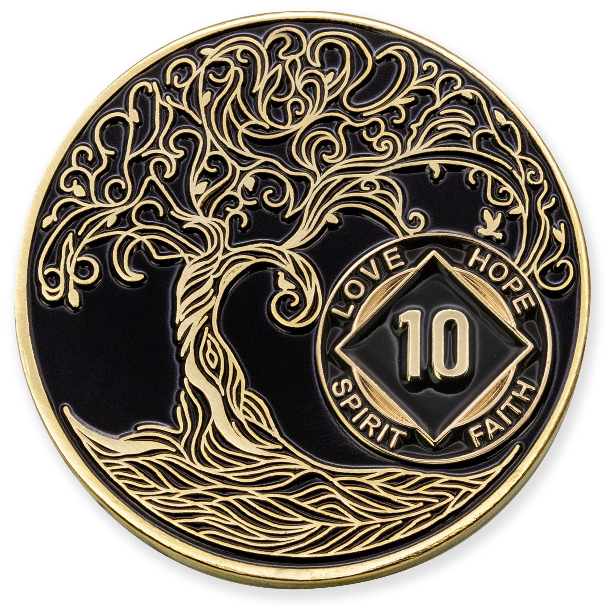 Amazon.com : 10 Years Black & Gold Plated NA Coin - Sobriety Mint ...