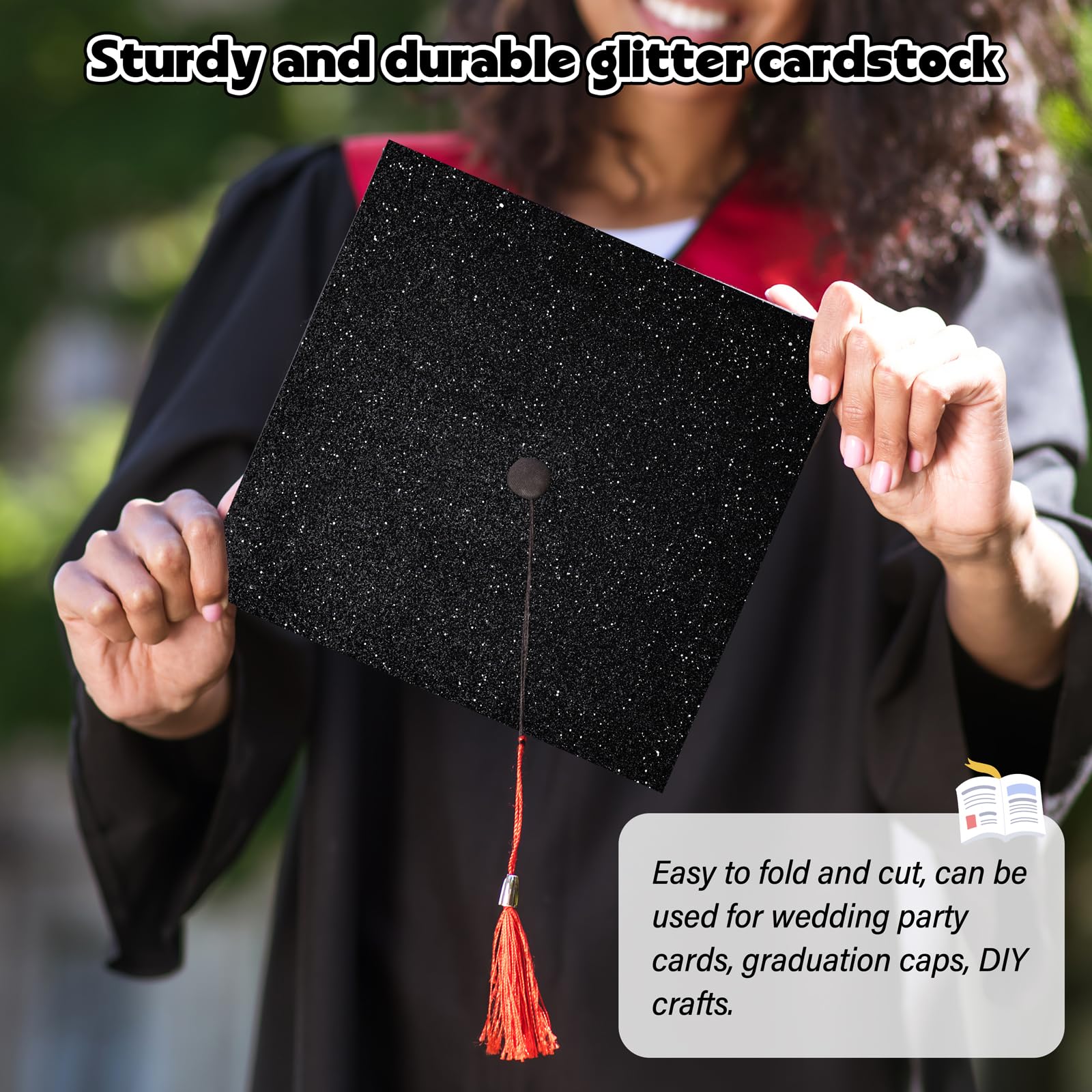 Snapklik.com : 24 Pieces Glitter Cardstock For Grad Caps, DIY Grad Cap ...