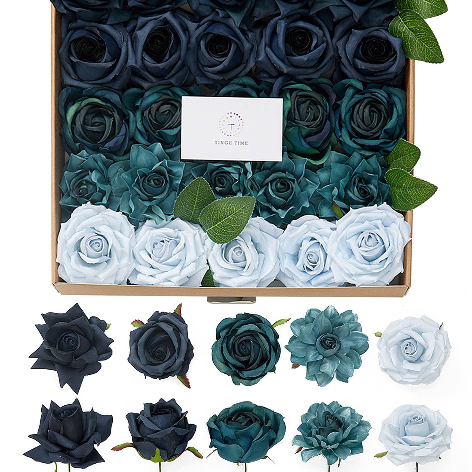 *SEE NOTES* TINGE TIME Blue Silk Flowers, Fake Flowers 25pcs with Stem ...