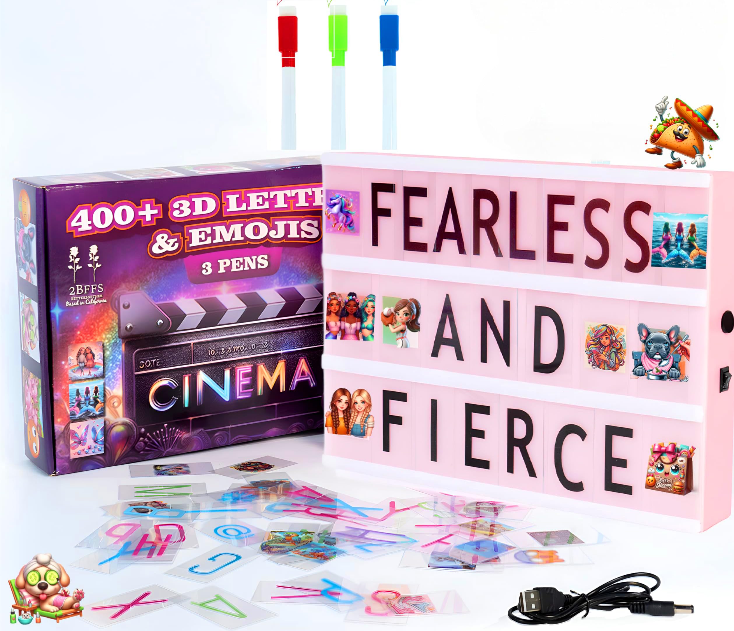 New! Pink Cinema Light Box (2025)! Create Fun Messages w/ 3 Markers 5 ...
