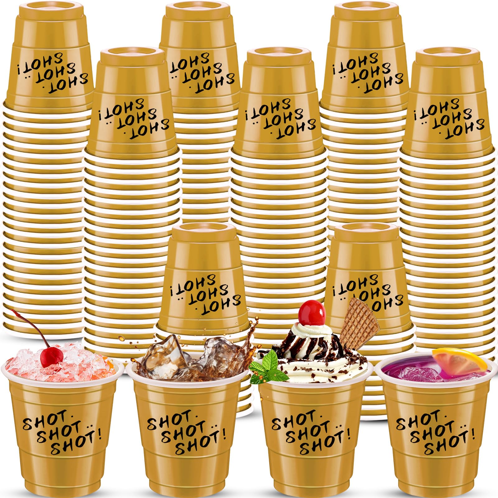 Snapklik.com : Cssopenss 120 Pcs Gold Plastic Shot Glasses Shot Cups ...