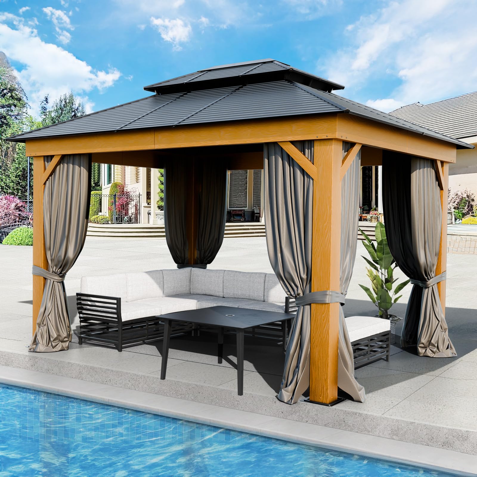 Amazon.com : K Knowbody Hardtop Gazebo 10x12FT,Heavy Duty Metal ...