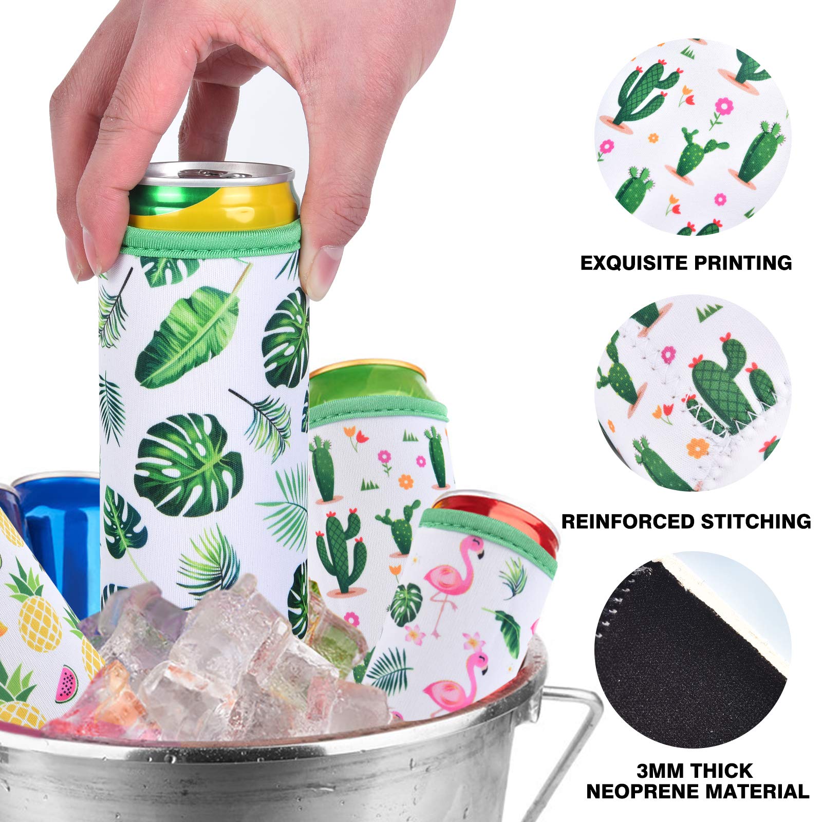 Snapklik.com : Set Of 8 Slim Can Sleeves - Collapsible Neoprene ...