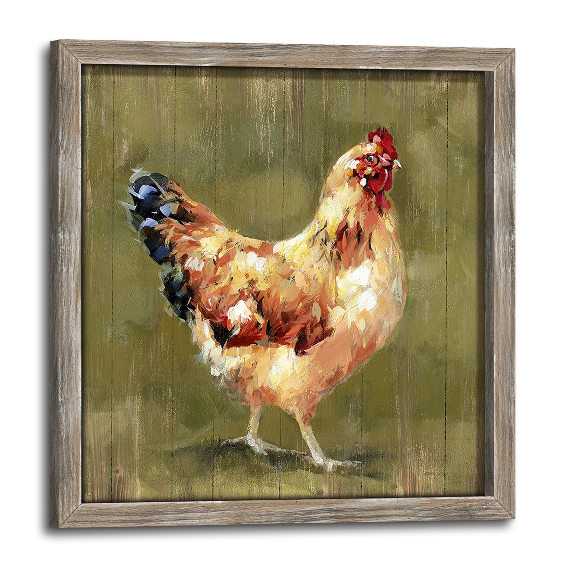 Amazon.com: Rustic Farmhouse Wood Wall Art: Chicken Framed Print Decor ...