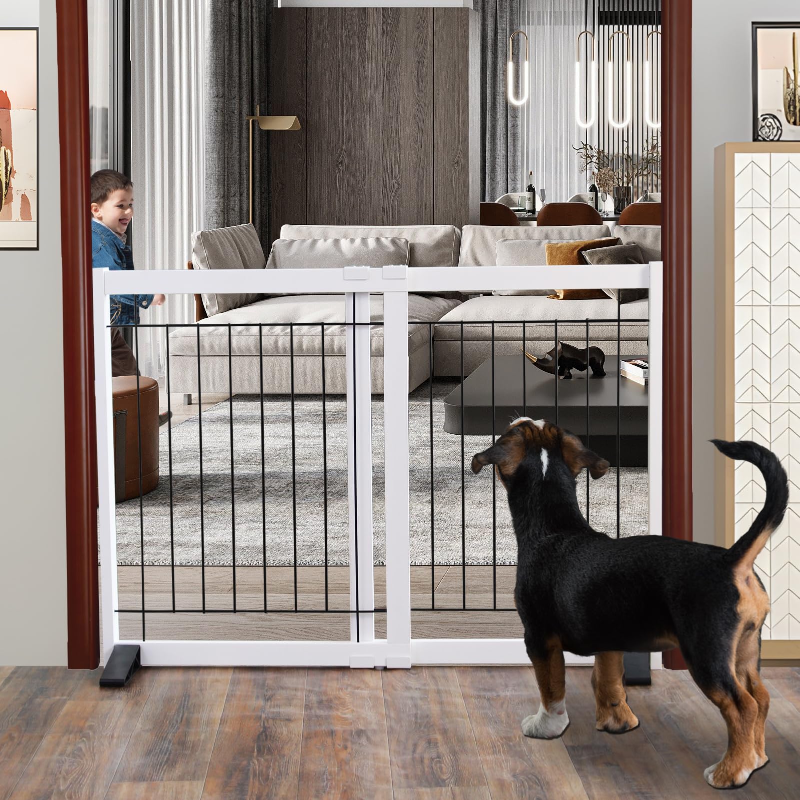 Amazon.com : ZJSF Free Standing Indoor Dog Gate for The House ...