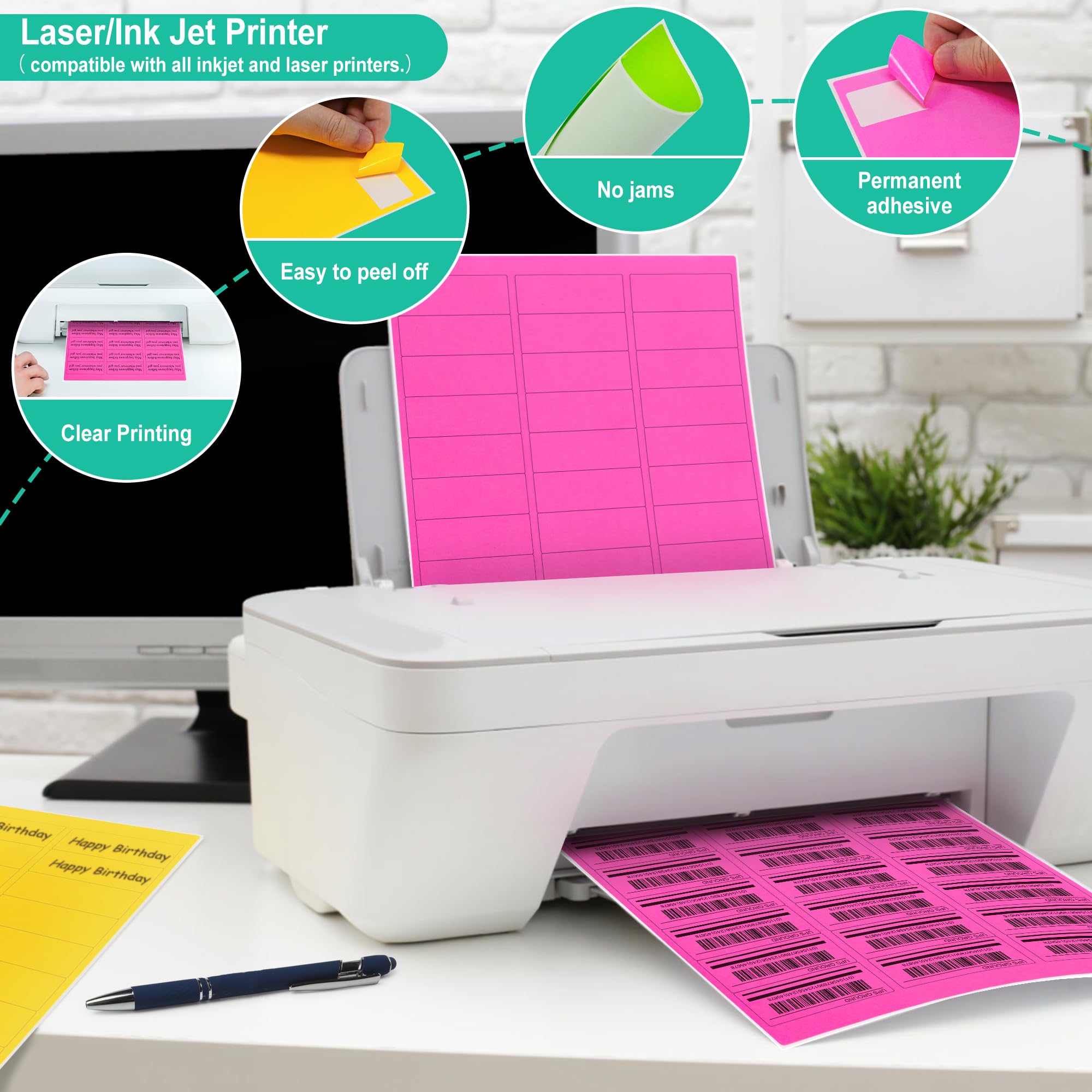 Snapklik.com : L LIKED 900 Assorted Fluorescent Neon Address Labels, 1 ...