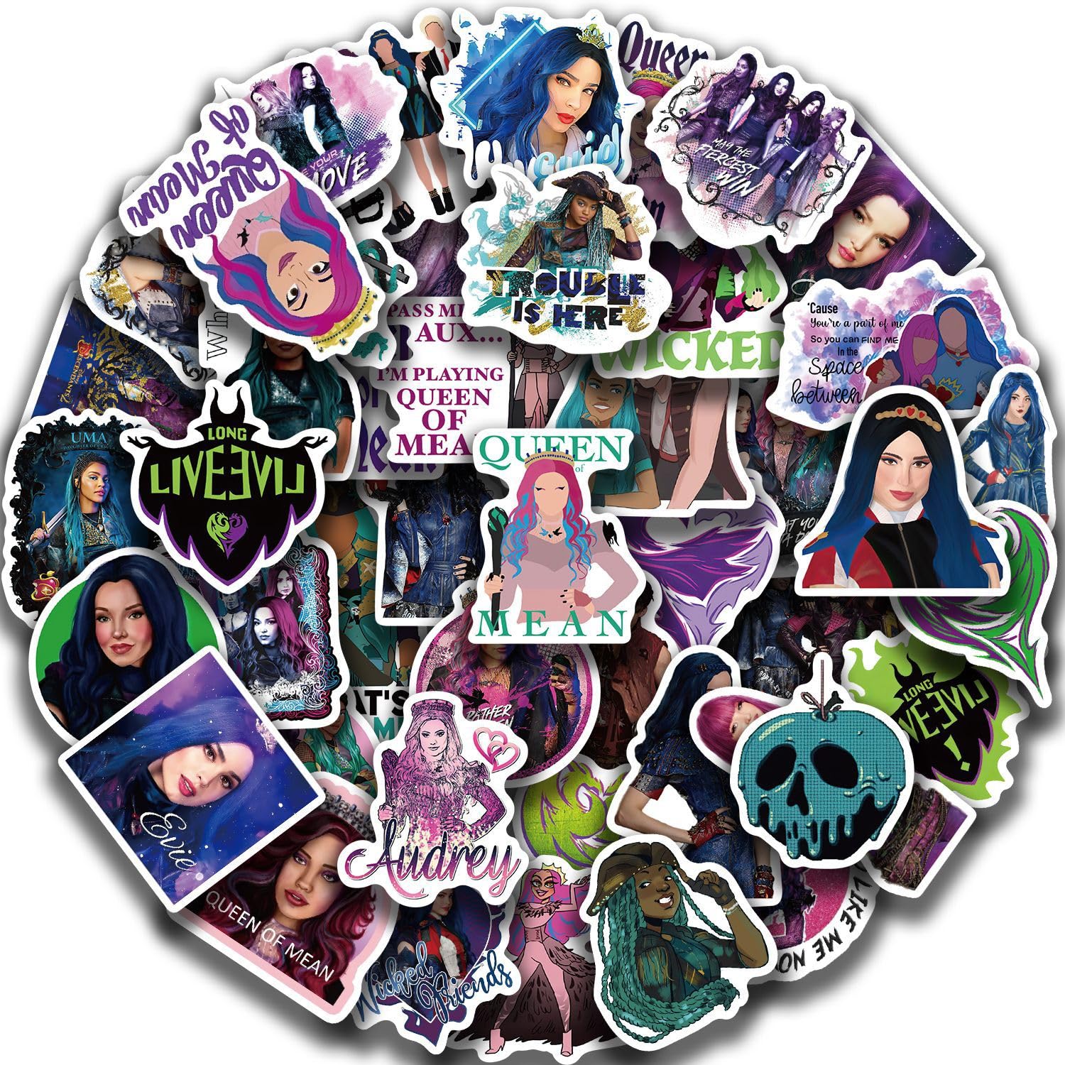 Amazon.com: Descendants Stickers 50Pcs for Travel car Motorcycle Water ...