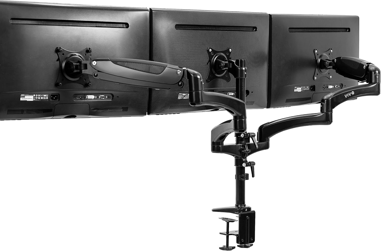 VIVO Triple Monitor Height Adjustable Desk Mount 2 Pneumatic Arms 1 vivo-triple-monitor-height-adjustable-desk-mount-2-pneumatic-arms-1