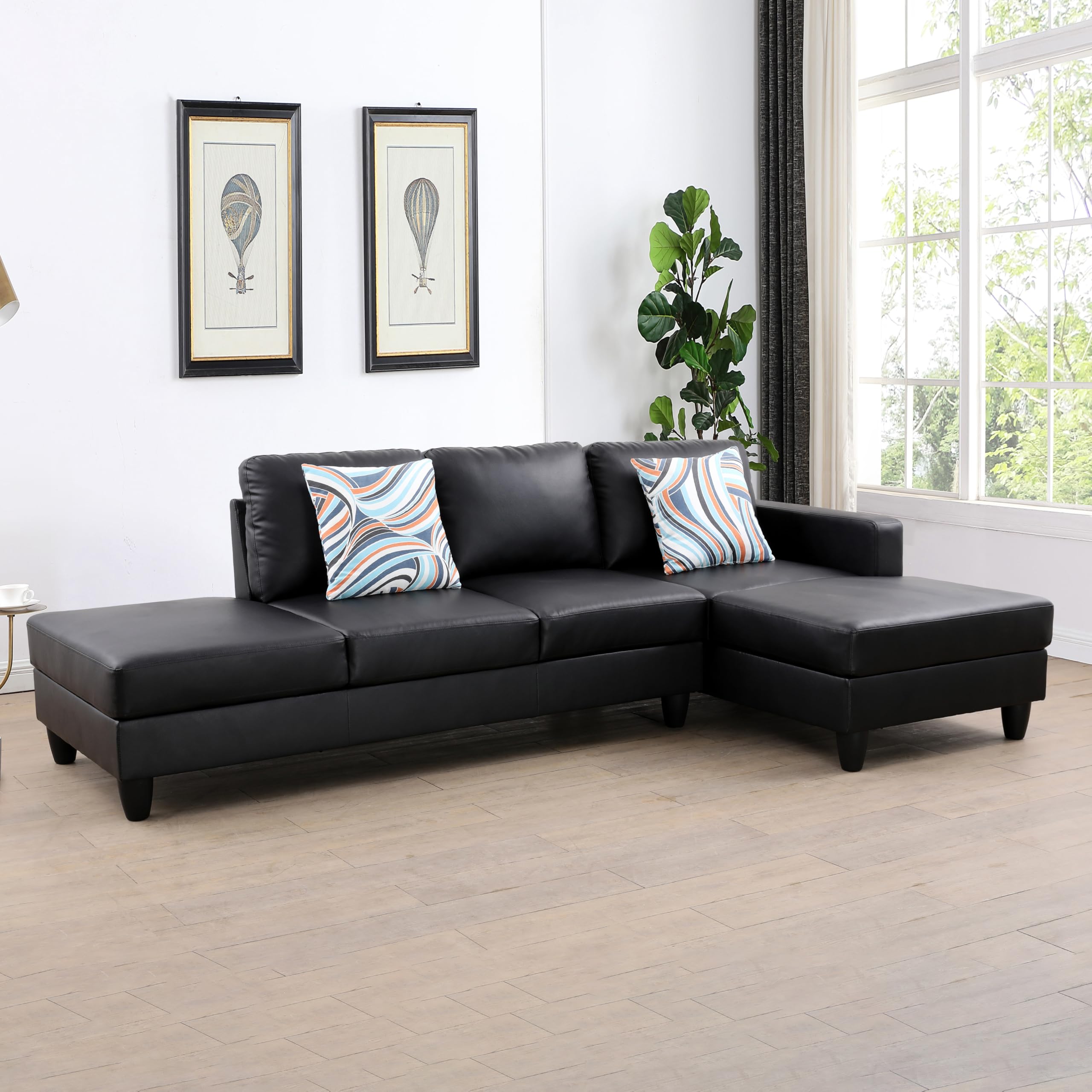 Amazon.com: Ball & Cast Faux Leather 2-Piece Couch Living Room Sofa Set ...