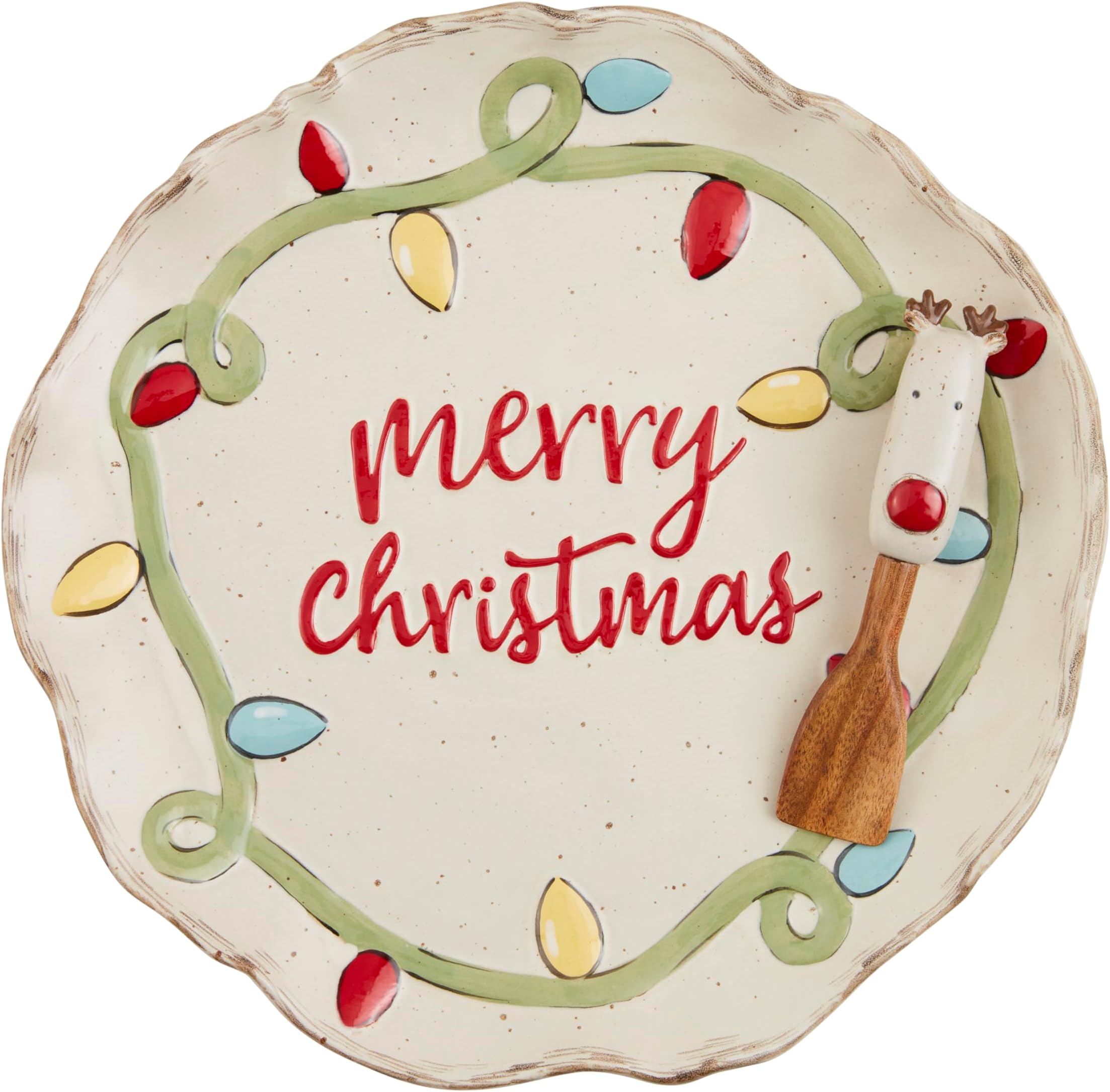 Amazon.com | Mud Pie Xmas Lights Cookie Set Trays, platter 12" dia ...
