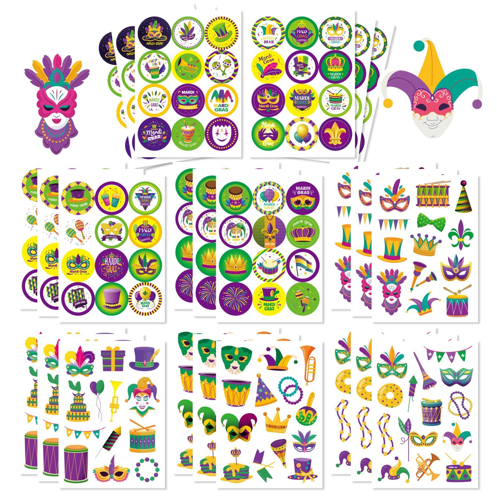 Amazon.com: 312PCS Happy Mardi Gras Stickers, Shopping Carnival ...