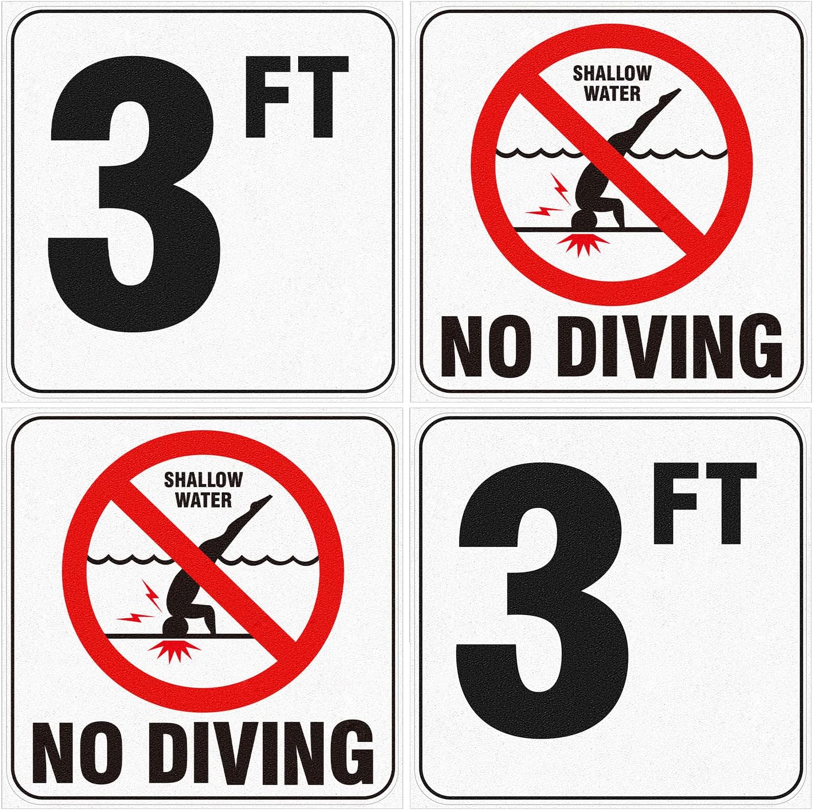 Amazon.com: 4 Pieces 6x6 Inches Swimming Pool Depth Marker Sticker 3 FT ...