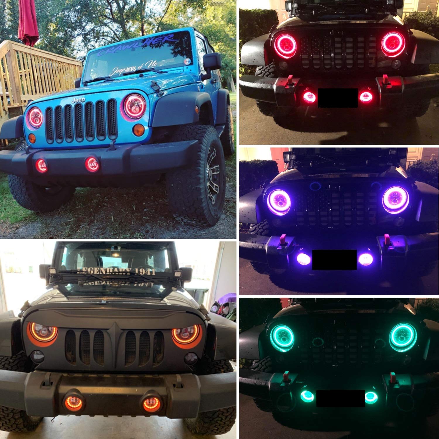 DOT Approved 7 inch RGB LED Headlights for Wrangler JK LJ TJ CJ Hummer ...