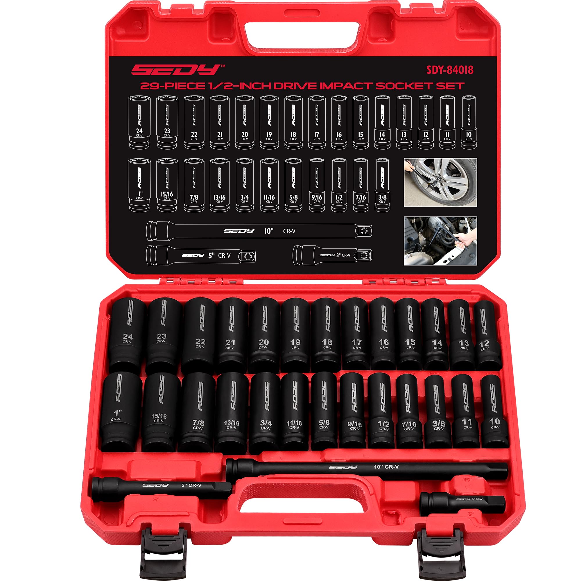 1 2 Drive Impact Socket Set 29 Piece SAE 3 8 To 1 Inch And Metric 1 2 Drive Impact Socket Set 29 Piece SAE 3 8 To 1 Inch And Metric