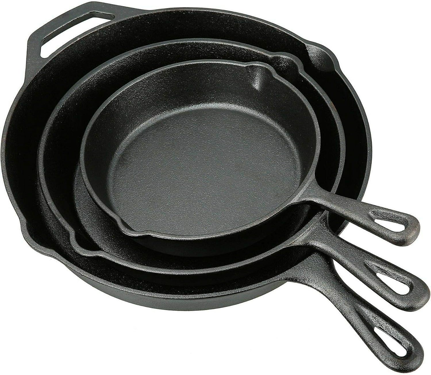 Amazon.com: Lexi Home 3-Piece Pre Seasoned Cast Iron Frying Pan Set ...