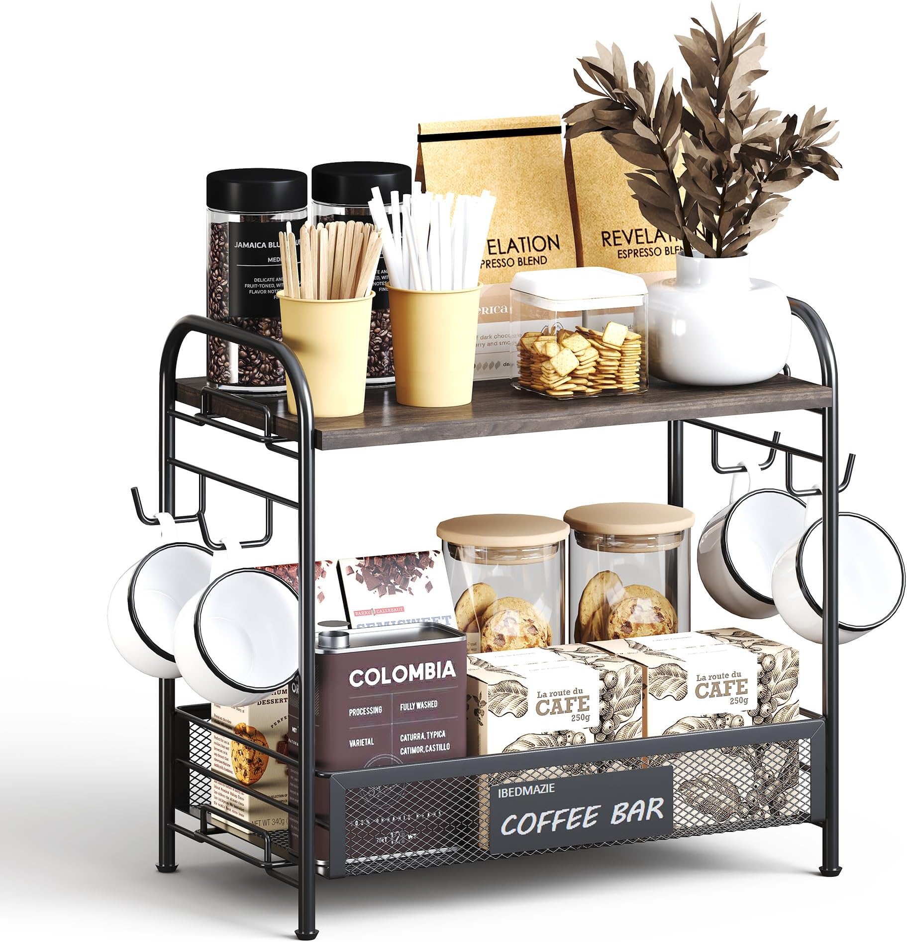 Amazon.com - Aquzee Coffee Bar Organizer for Countertop, 2-Tier Coffee ...